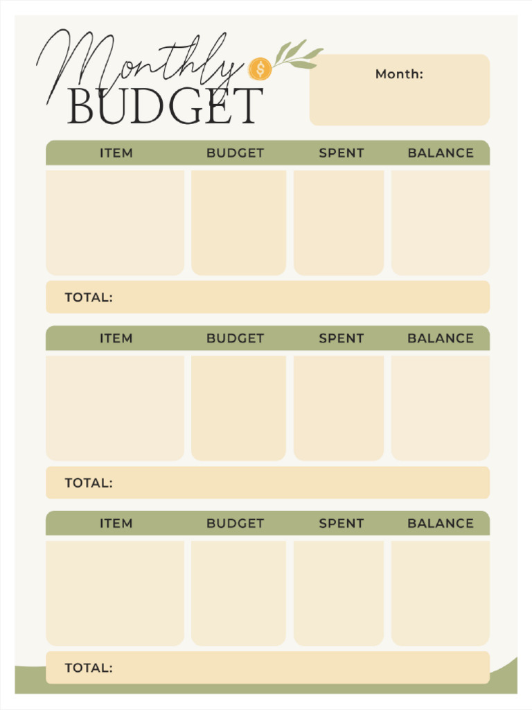 Monthly Budget Planner 3 Productivity Worksheets | PDF