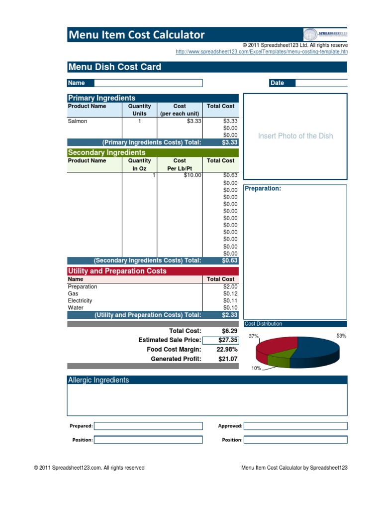 Menu Costing Template(2) | License | Copyright | Free 30-day Trial | Scribd