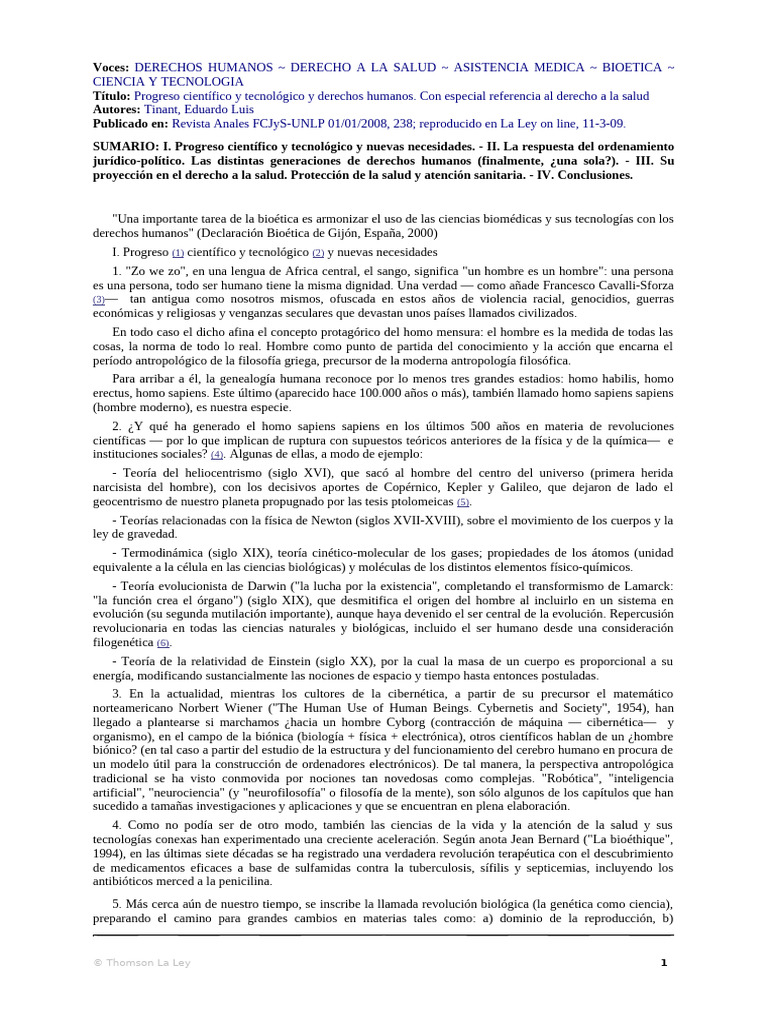 Tinant Eduardo Luis Progreso Científico y Tecnológico y Derechos ...