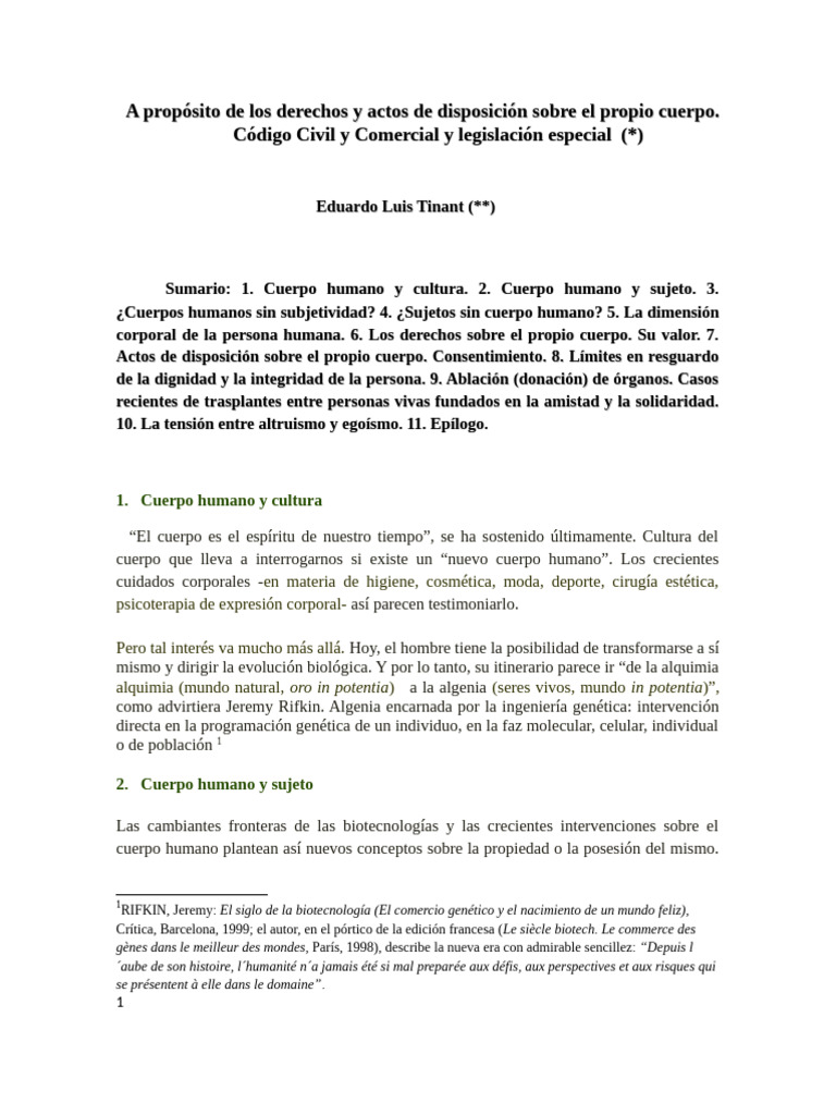 Derechos sobre el propio cuerpo humano | PDF | Altruismo | Bioética