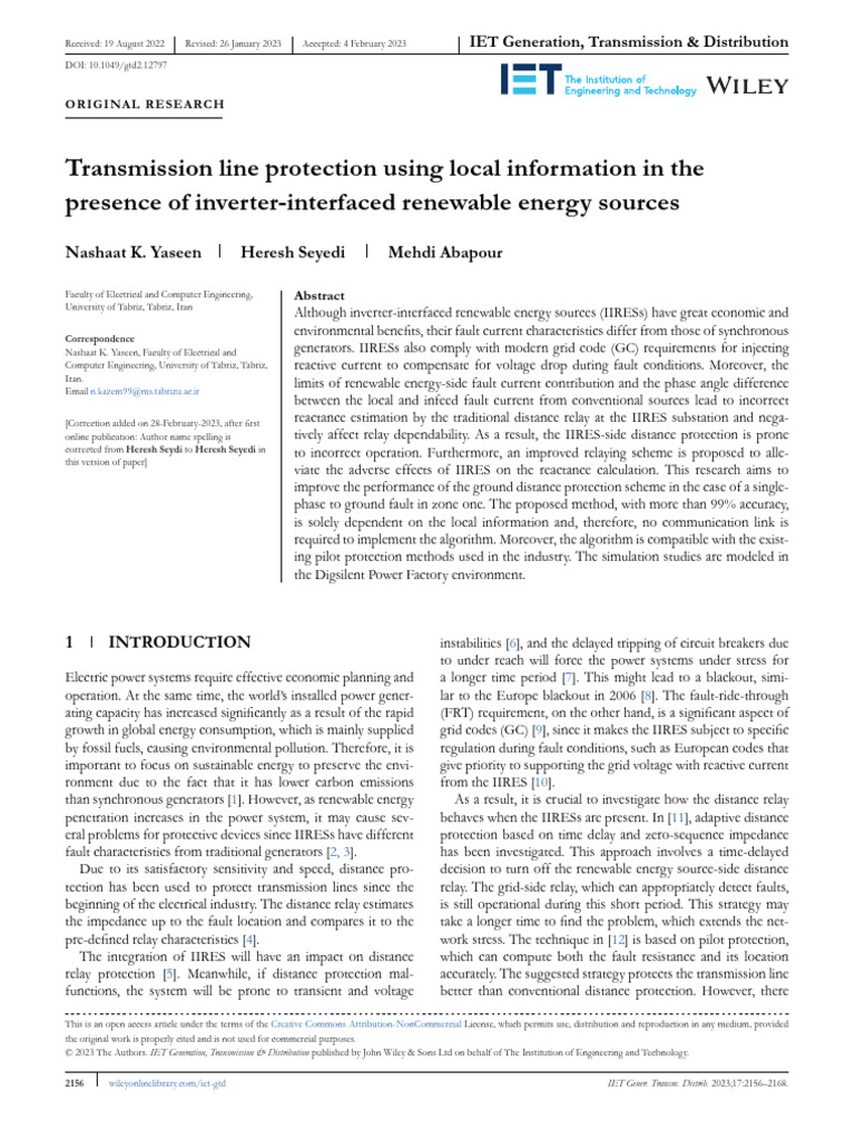 Enhanced Distance Protection for IIRES | PDF | Electric Power ...