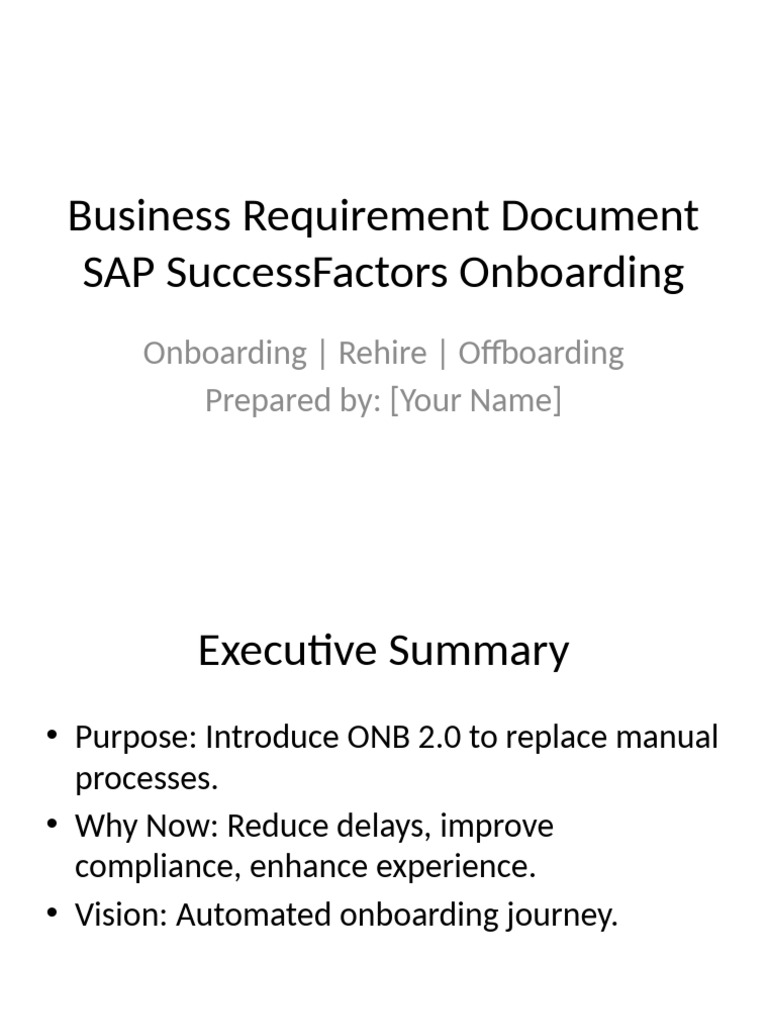 SAP SuccessFactors Onboarding BRD | PDF