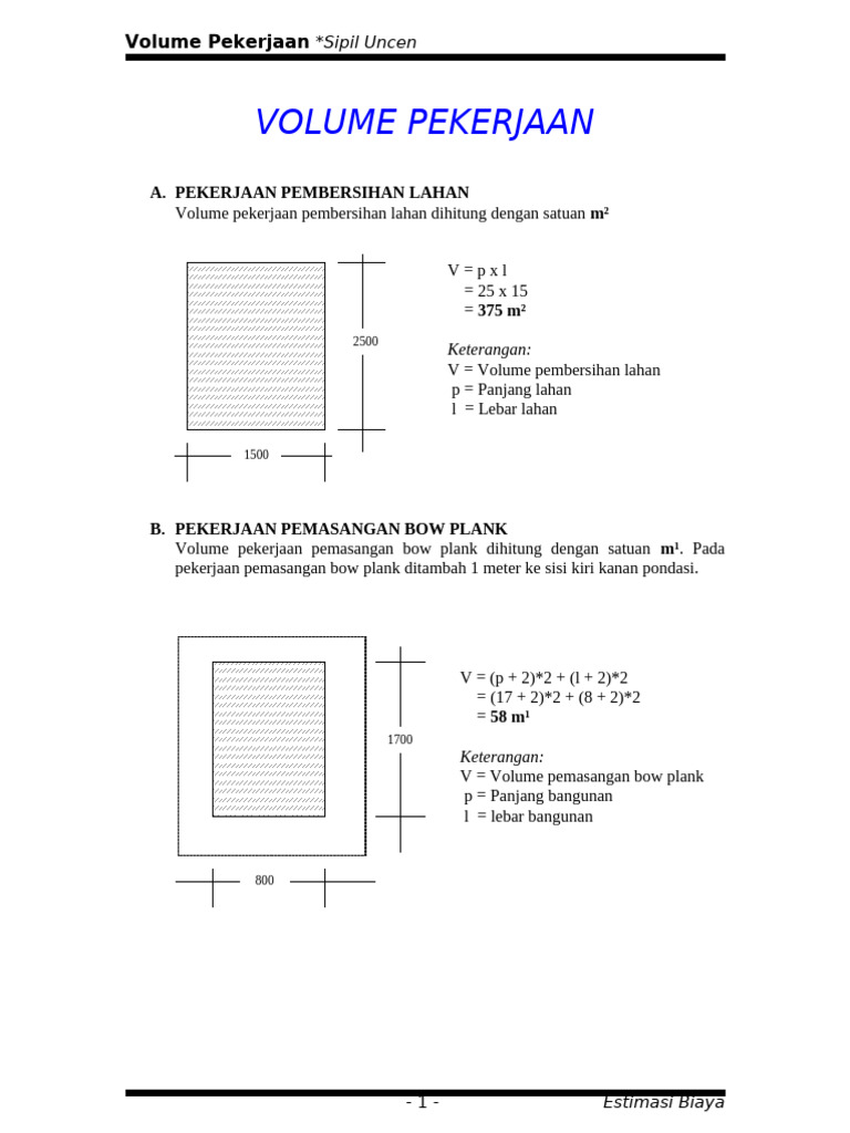 Volume Pekerjaan | PDF