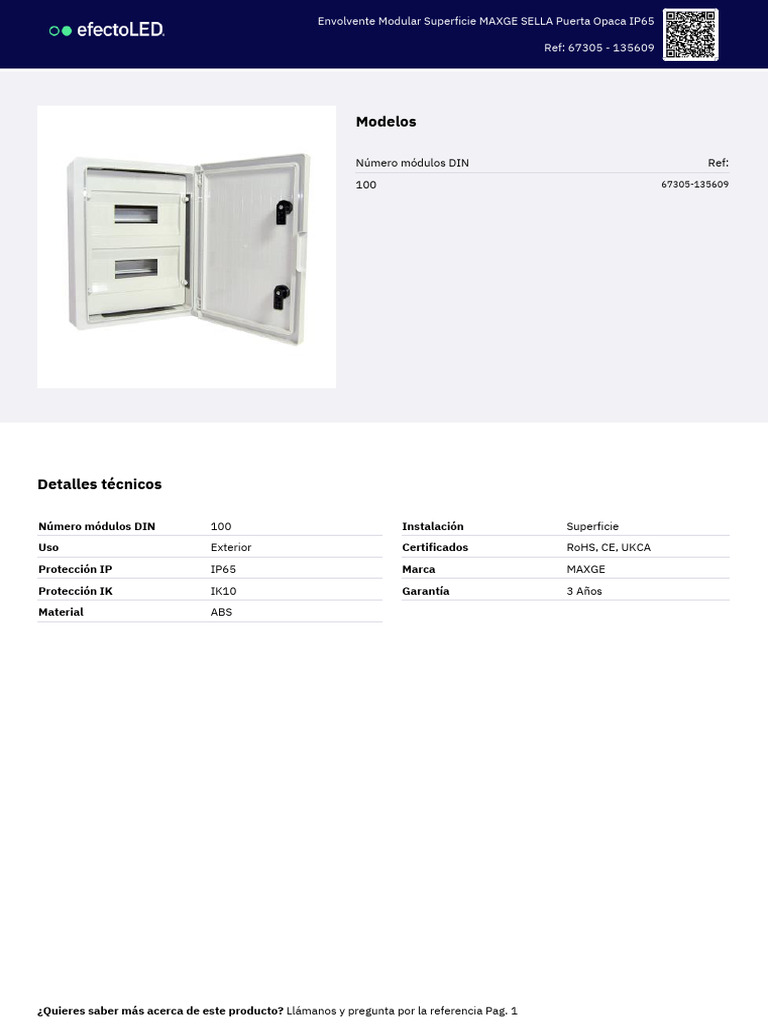 Envolvente Modular Superficie MAXGE SELLA Puerta Opaca IP65 | PDF