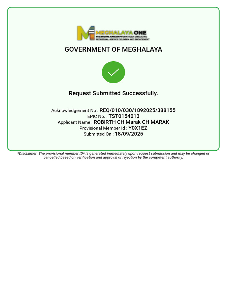 Registration Receipt | PDF
