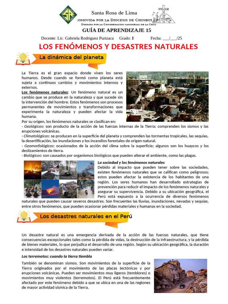 Fenómenos y Desastres Naturales en Perú | PDF | Temblores | Desastres ...