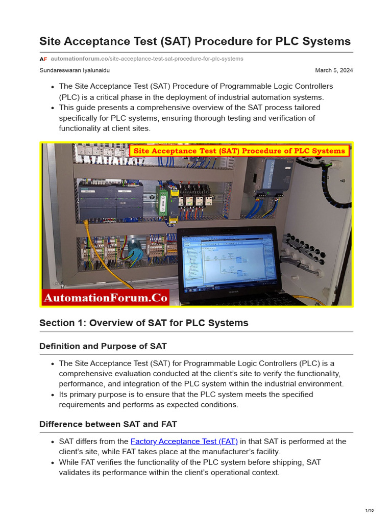 PLC Site Acceptance Test Procedure Guide | PDF | Programmable Logic ...