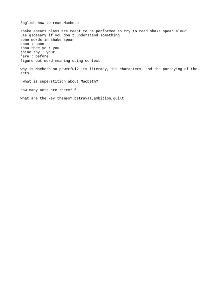 English How To Read Macbeth | PDF