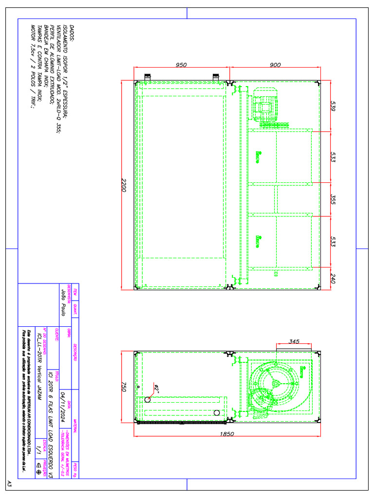 Desenhos - Fancoils Limit Load - ICI - LL-20TR Vertical JAZAM Model | PDF