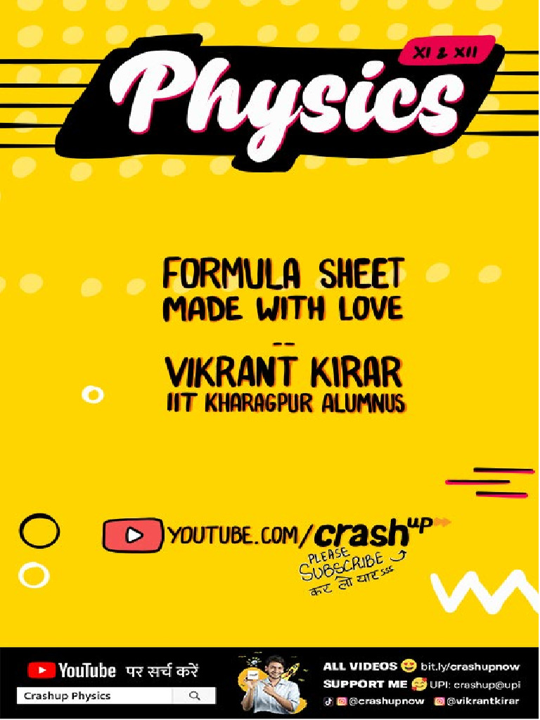 Physics Class 11thand12th Formula Sheet Pdf 1295