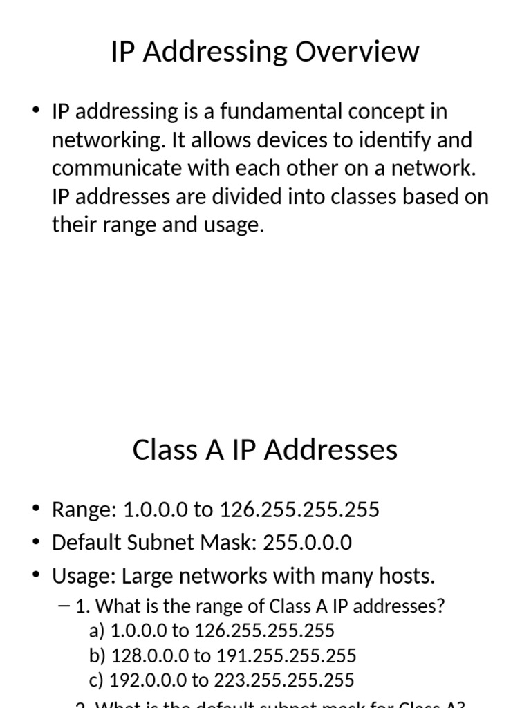 IP Address Classes Explained | PDF