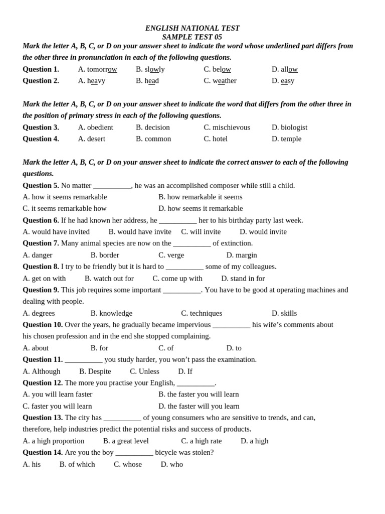 National Test 5 - Đề 18 | PDF | Pottery | Roof