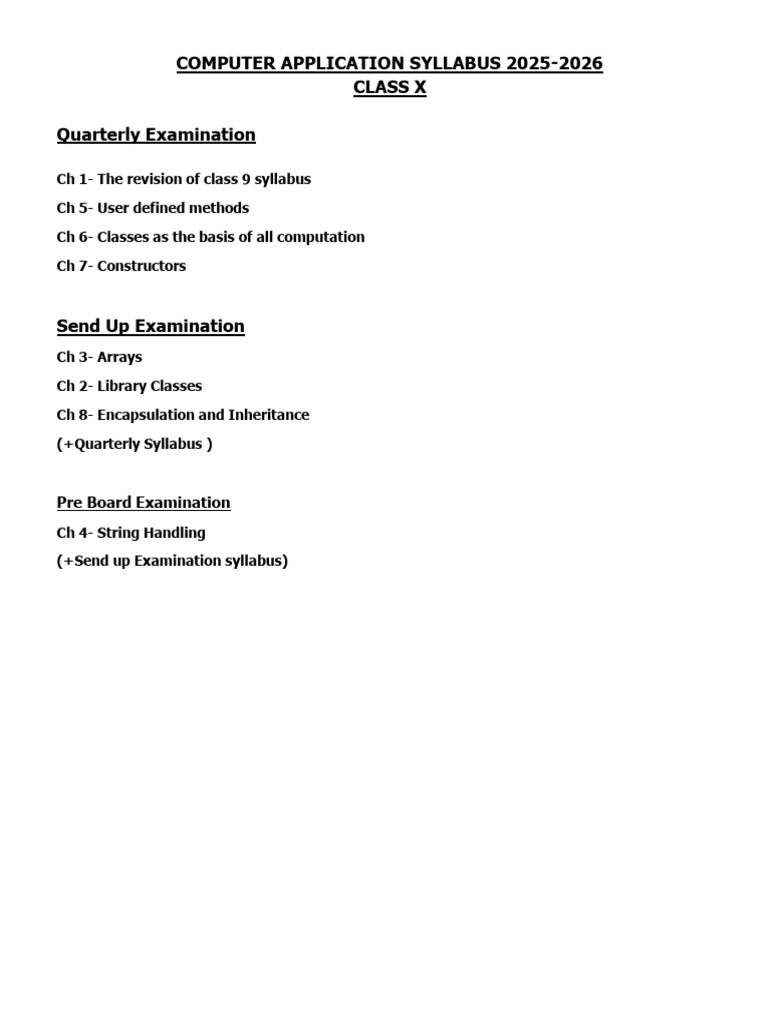 Class X Computer Application Syllabus 2025 | PDF