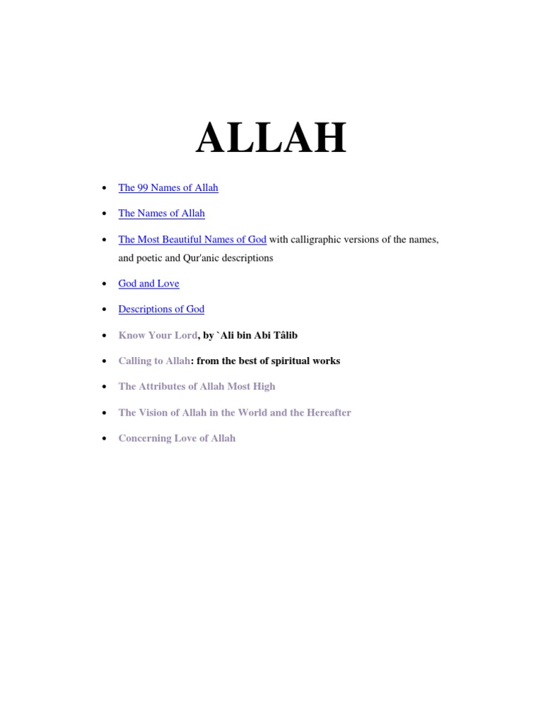 Allah: - With Calligraphic Versions of The Names, and Poetic and Qur ...