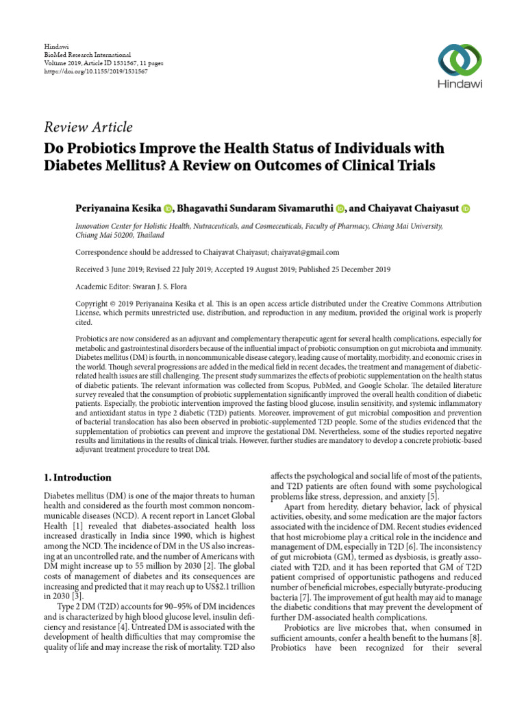 Probiotic Effect in DM - 005 | PDF | Probiotic | Glucose