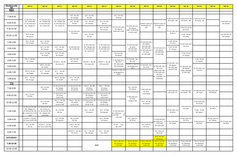 BSIT Class Schedule 1st Sem AY2025 2026 | PDF