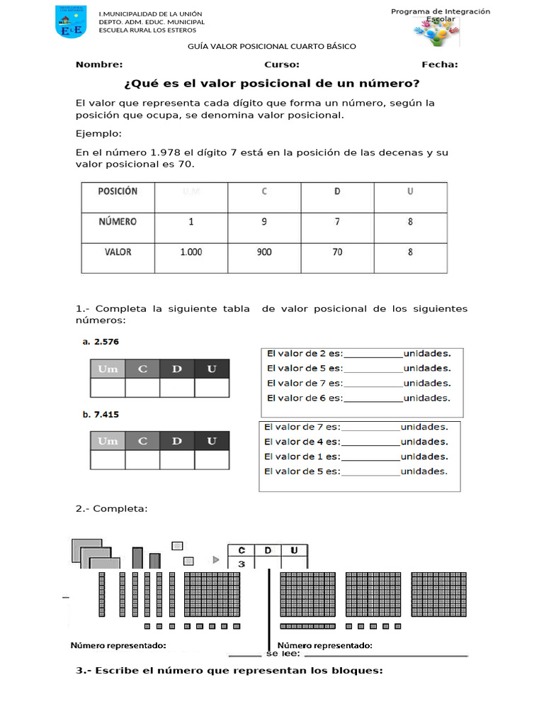 Guía Valor Posicional Tercero Básico | PDF
