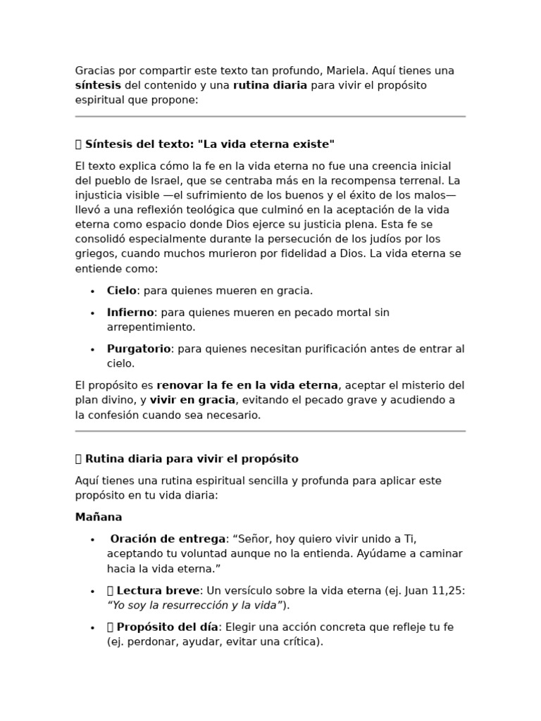 Fe en la Vida Eterna: Rutina Espiritual | PDF | Vida eterna ...