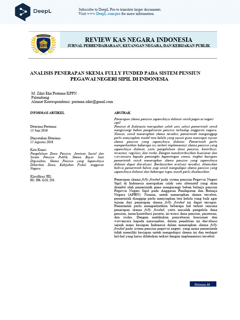 Review Kas Negara Indonesia: Analisis Penerapan Skema Fully Funded Pada ...
