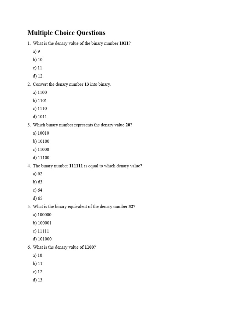 Multiple Choice Practice | PDF | Decimal | Computer Architecture