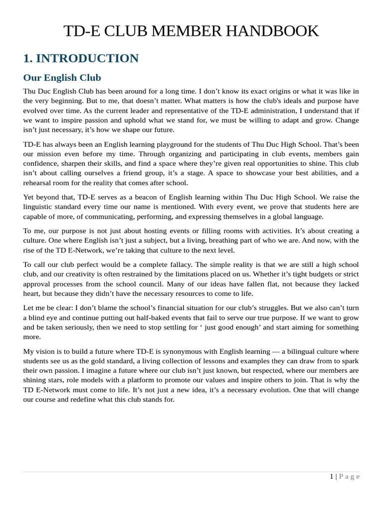 Club Handbook and Vision - 2025 | PDF | English Language | Creativity