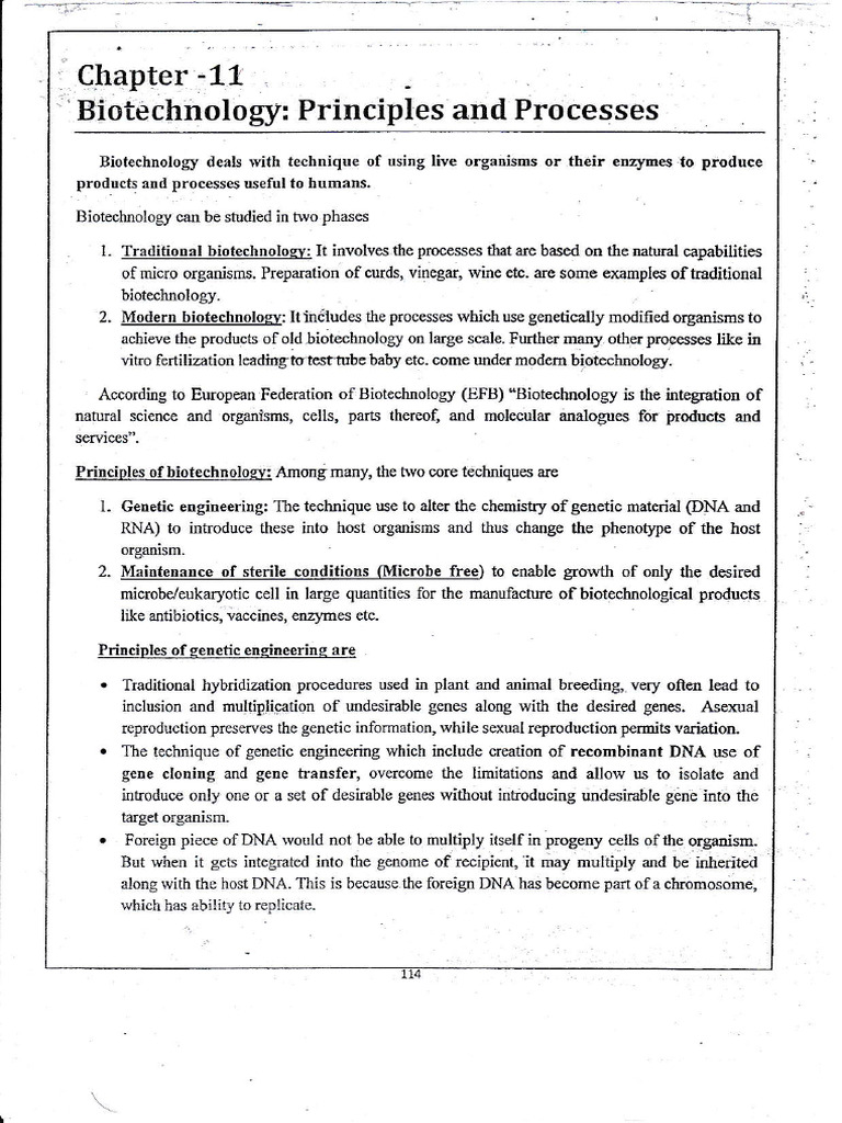 Ch-11 Biotechnology-Principles & Processes | PDF | Restriction Enzyme | Dna