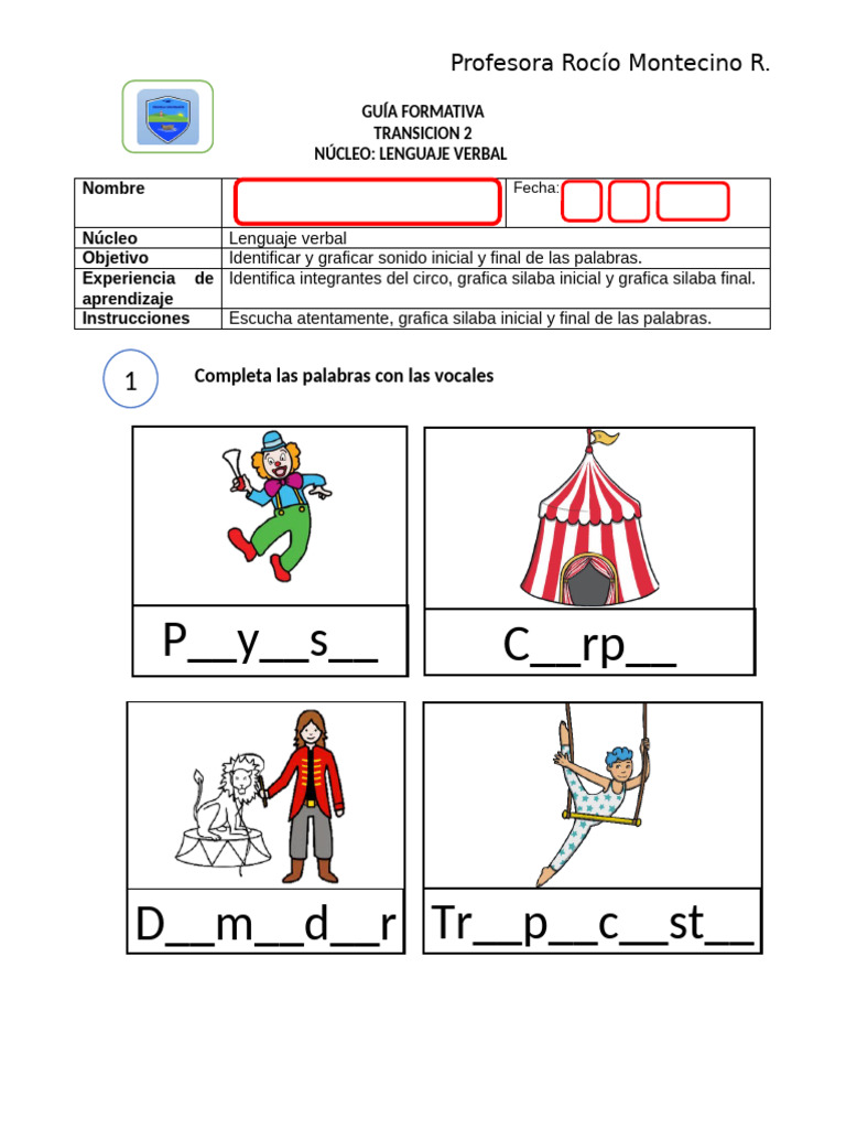 Circo Silaba Inicial y Final | PDF