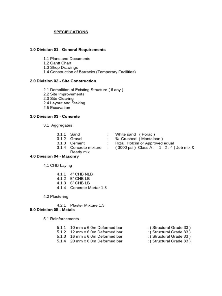Kuya 2.0 Construction Specifications | PDF | Concrete | Wall
