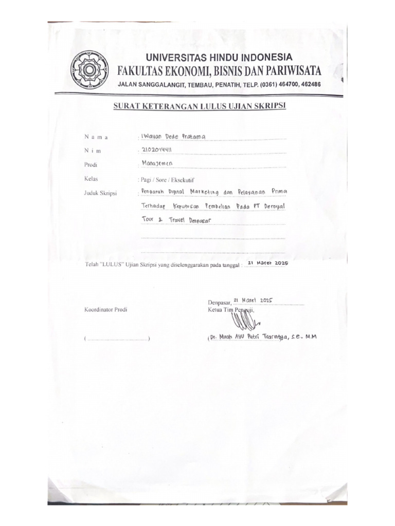 Surat Keterangan Lulus | PDF