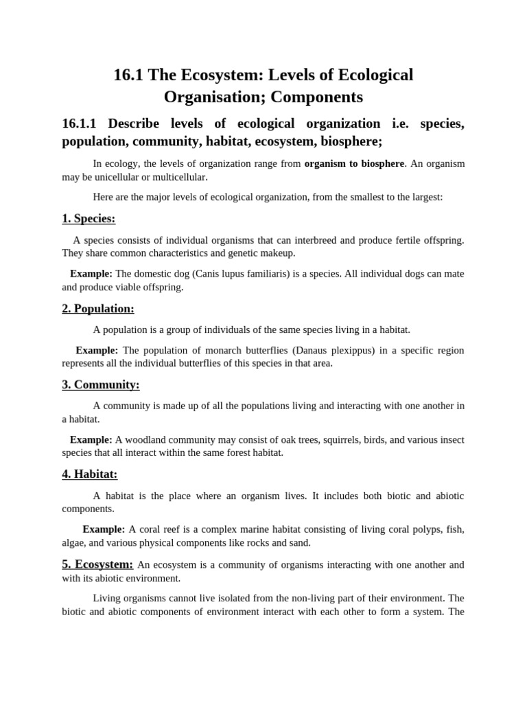 Levels of Ecological Organization Explained | PDF | Ecosystem | Food Web
