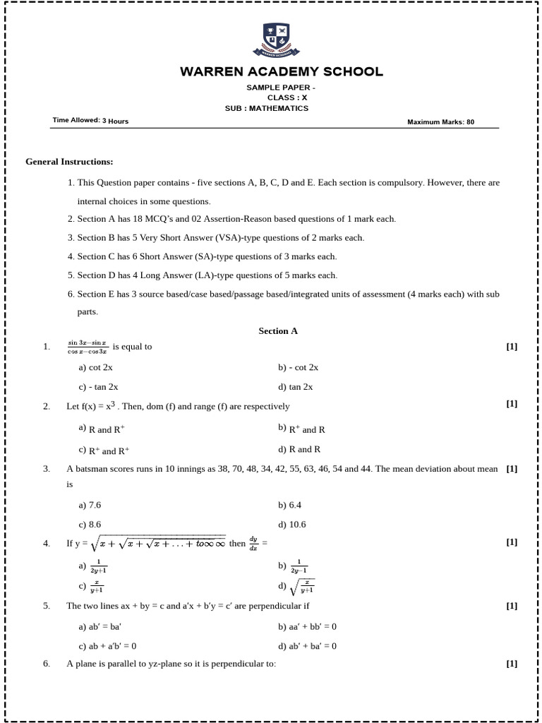 SP-2 Core Mathematics Class - XI | PDF | Mathematical Analysis ...