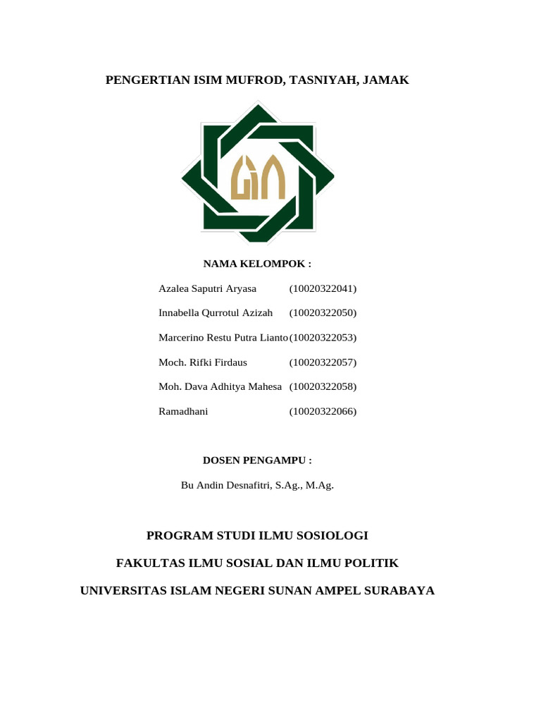 Isim Mufrod, Tasniyah, Jamak | PDF