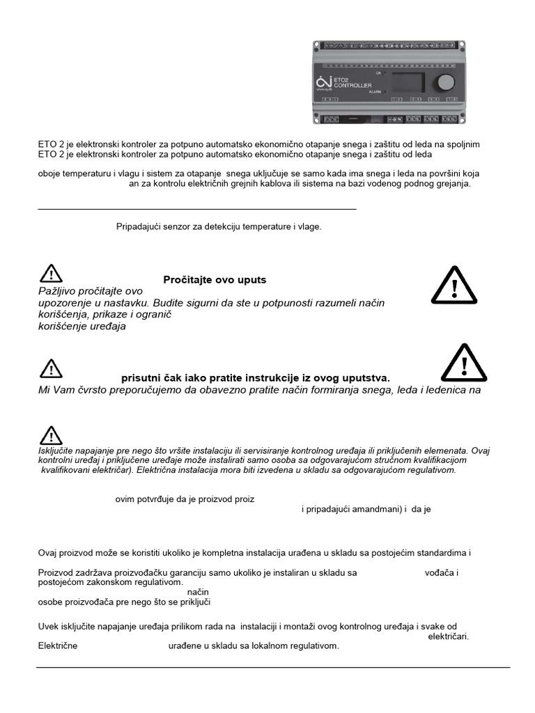 ETO2 Kontroler Vlage Temperature | PDF