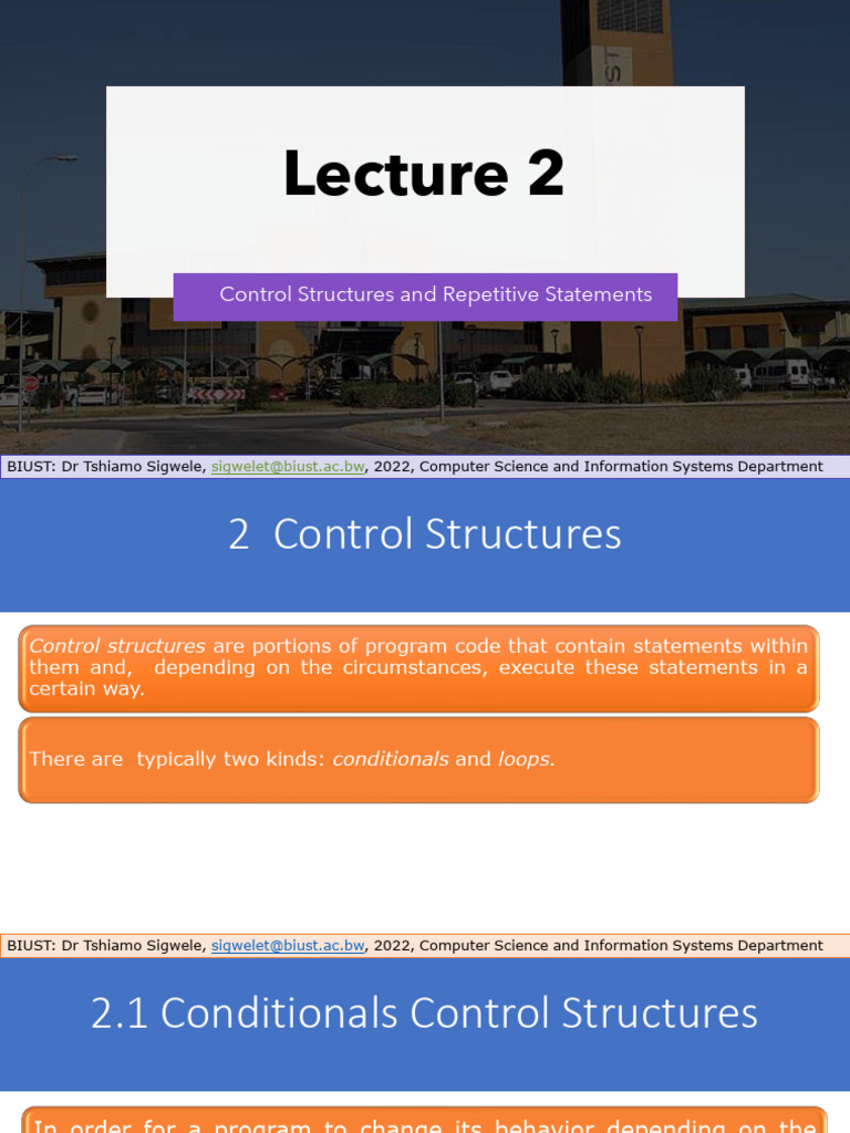 Lecture 2 - Conditional and Looping Structure | PDF | Control Flow | Boolean Data Type