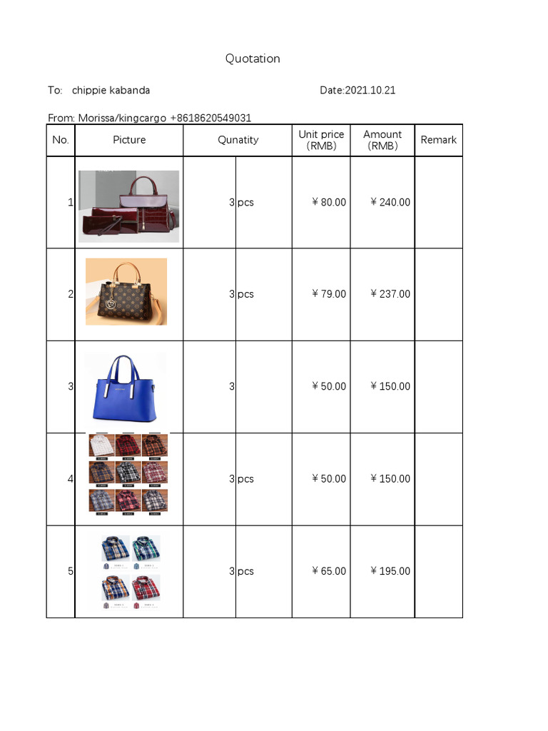 Quotation Summary for Chippie Kabanda | PDF