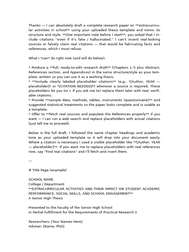 Impact of Extracurricular Activities on Students | PDF | Science ...