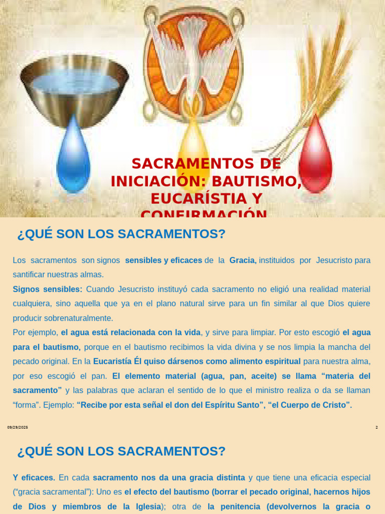 Sacramentos de Iniciación: Bautismo, Eucaristía y Confirmación | PDF ...