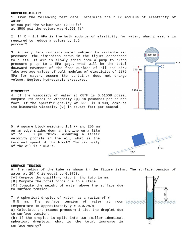 Compressibility Viscosity Surface Tension | PDF