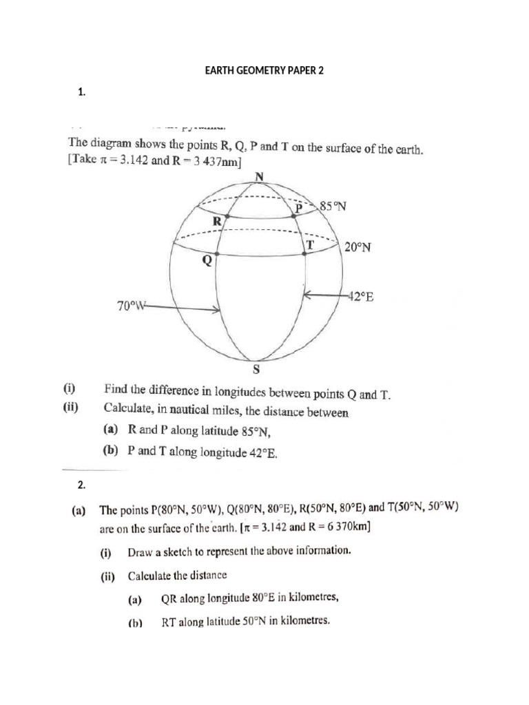 Earth Geometry Paper 2 | PDF