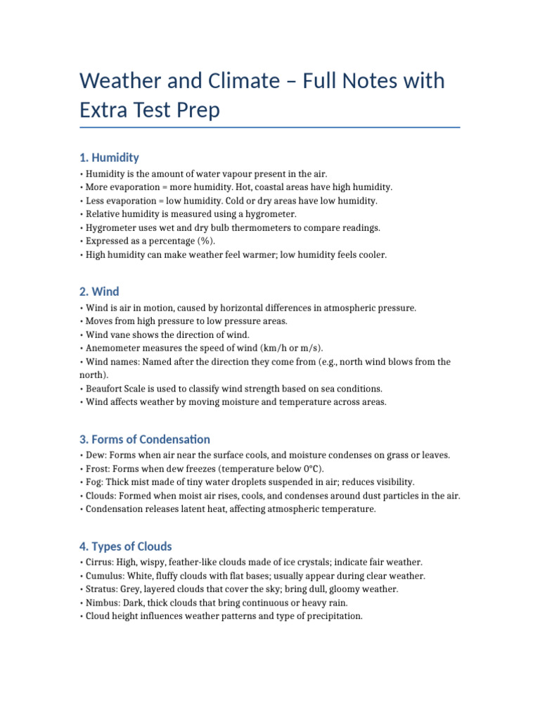 Weather and Climate Study Guide | PDF | Precipitation | Humidity