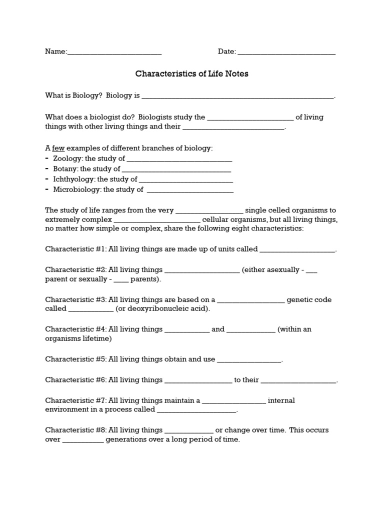 Characteristics of Life and Cells To System | PDF | Life | Biology
