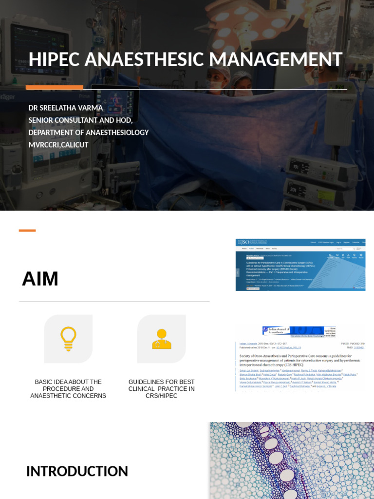HIPEC Anesthetic Management Guidelines | PDF | Anesthesia | Medical ...