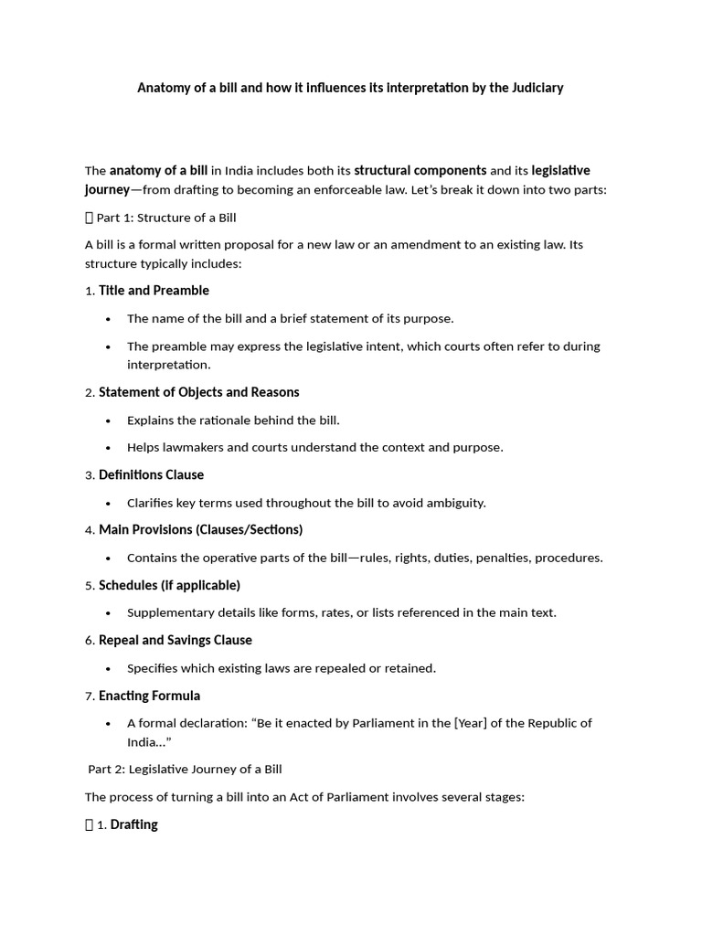 Anatomy and Structure of a Bill | PDF | Bill (Law) | Public Law