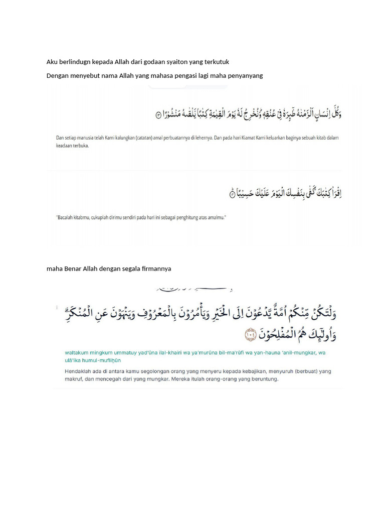 Aku Berlindugn Kepada Allah Dari Godaan Syaiton Yang Terkutuk | PDF