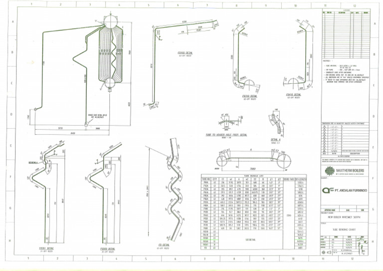 Boiler Presure Part Drawings - Tube Bending Chart | PDF