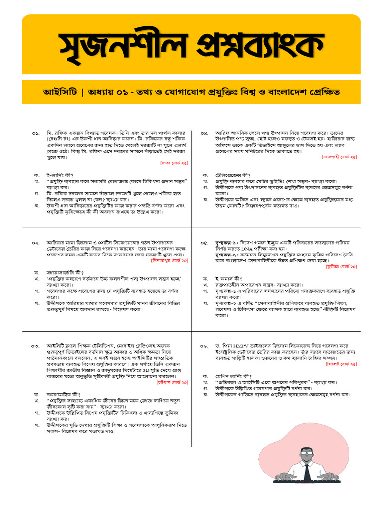 CQ Question Bank Ict Chapter 01 Year 2025 | PDF
