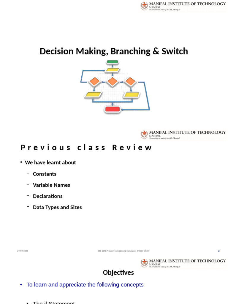 L10-L13-Decision Making, Branching and Looping | PDF | Control Flow ...