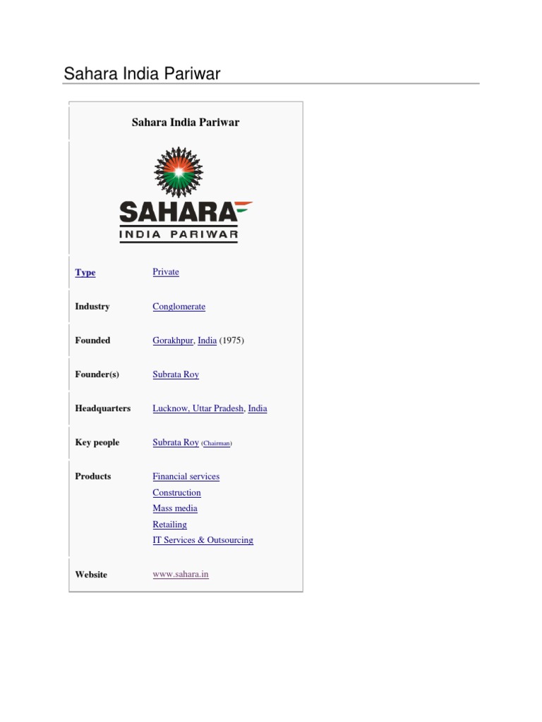About Sahara India Pariwar | PDF | Sports | Business