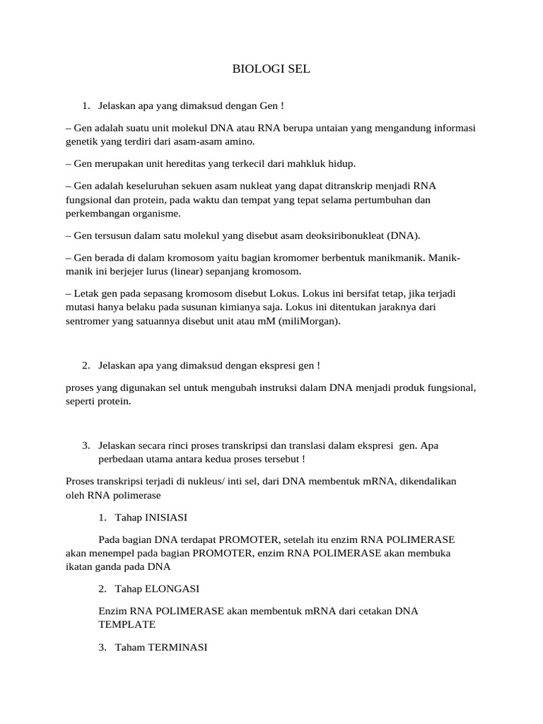 Biologi Sel | PDF