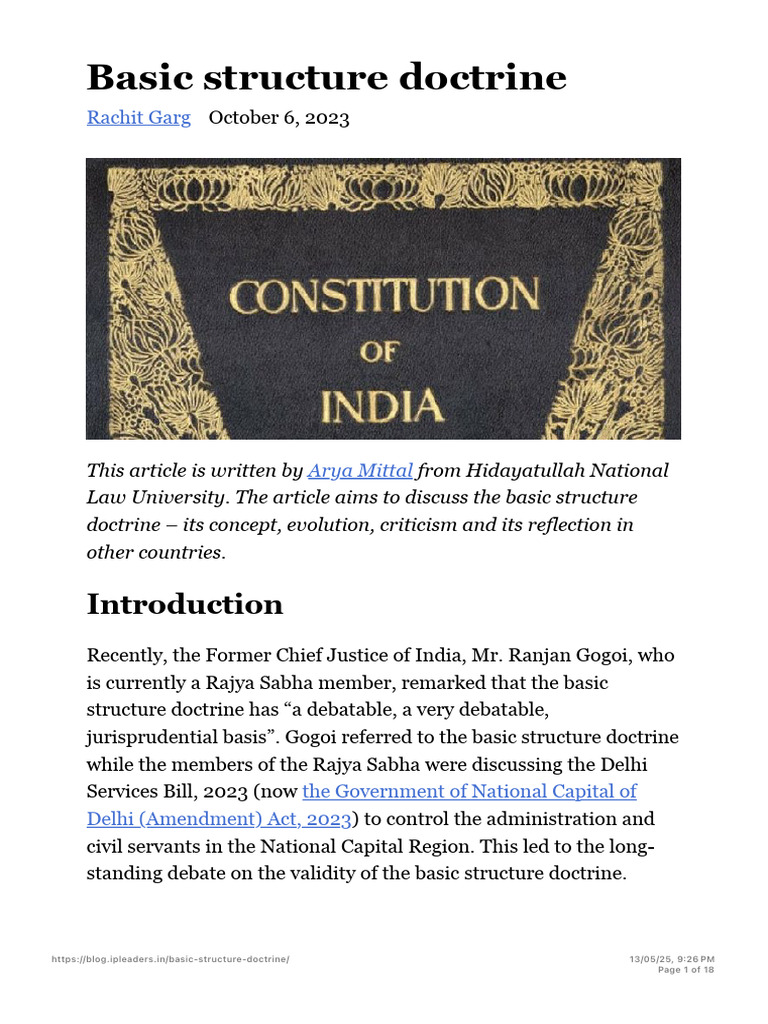 Basic Structure Doctrine - IPleaders | PDF | Governance | Separation Of ...